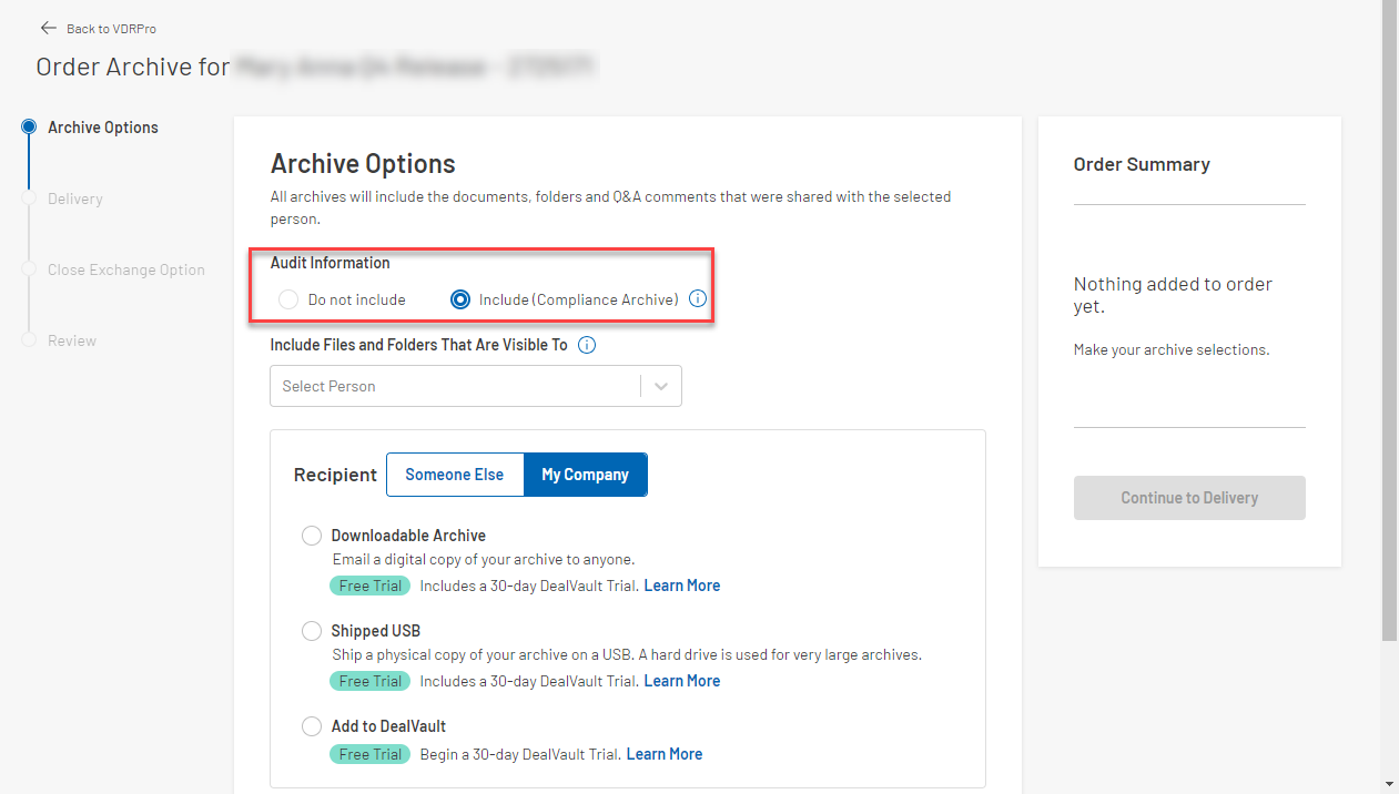 Ordering archive copies of an exchange and closing an exchange | VDRPro ...